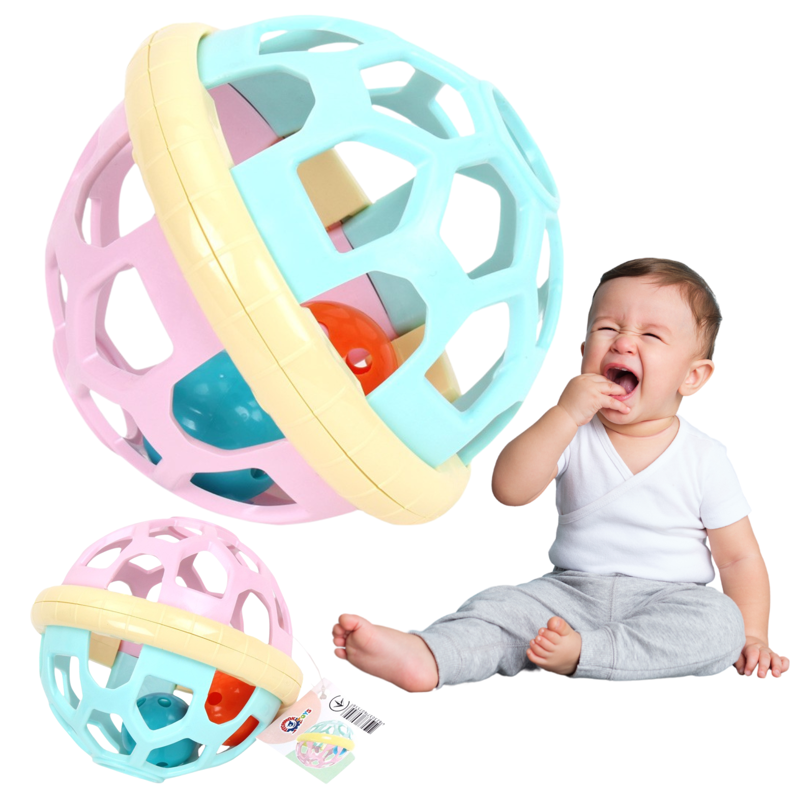 KULA Z GRZECHOTKAMI PASTELOWE KOLORY ZABAWKA EDUKACYJNA DLA ...